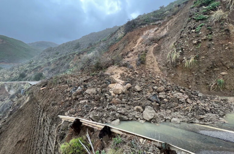 Another mudslide damages Highway 1, in Big Sur