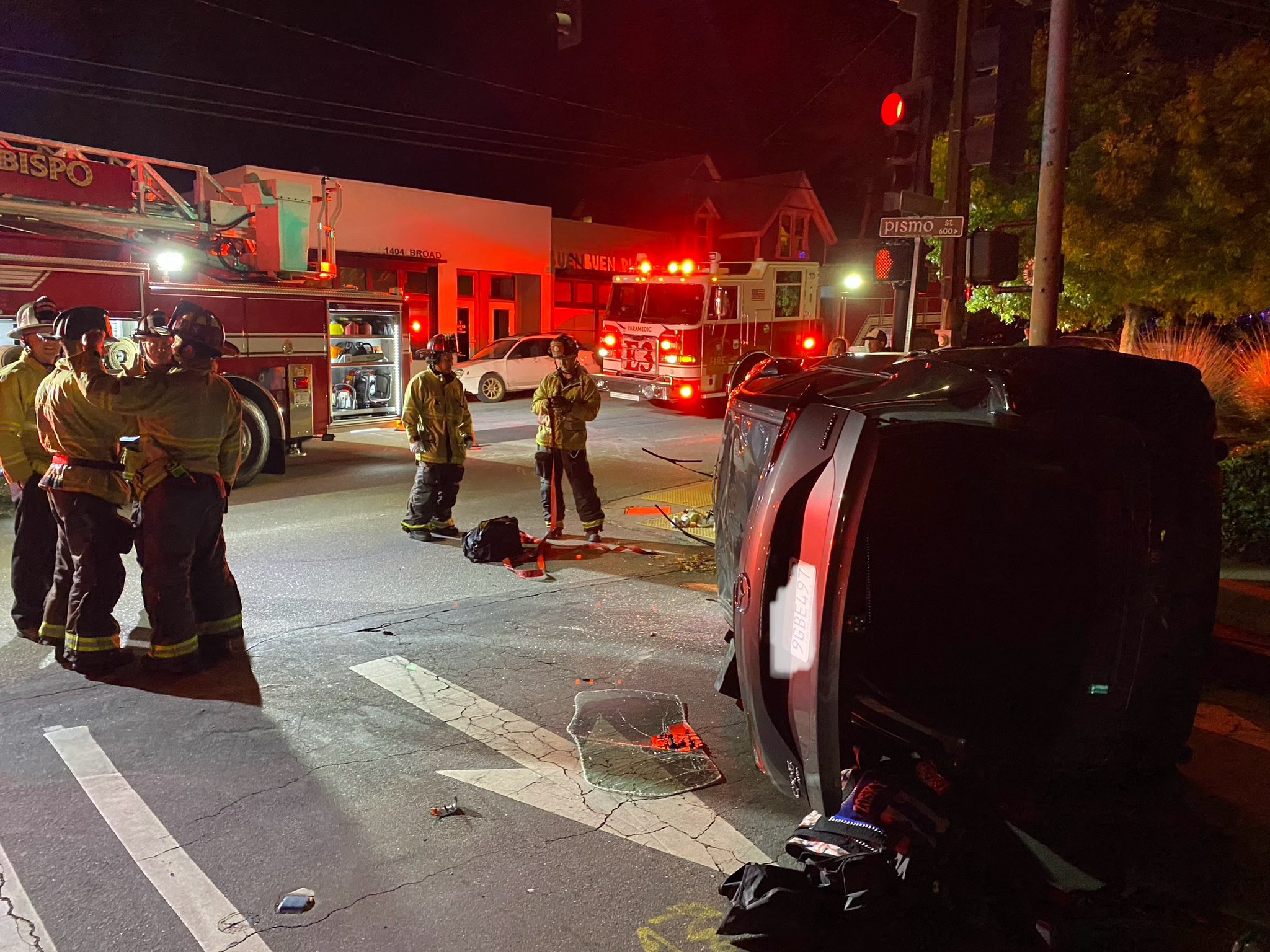 Car overturned, extrication needed after crash in SLO