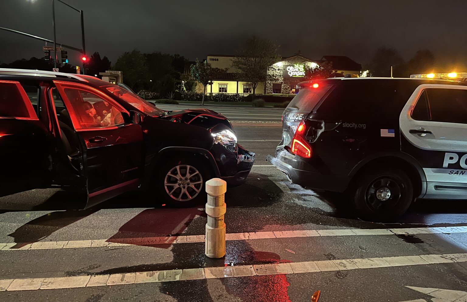 Drunk driver slams into San Luis Obispo police vehicle on DUI patrol